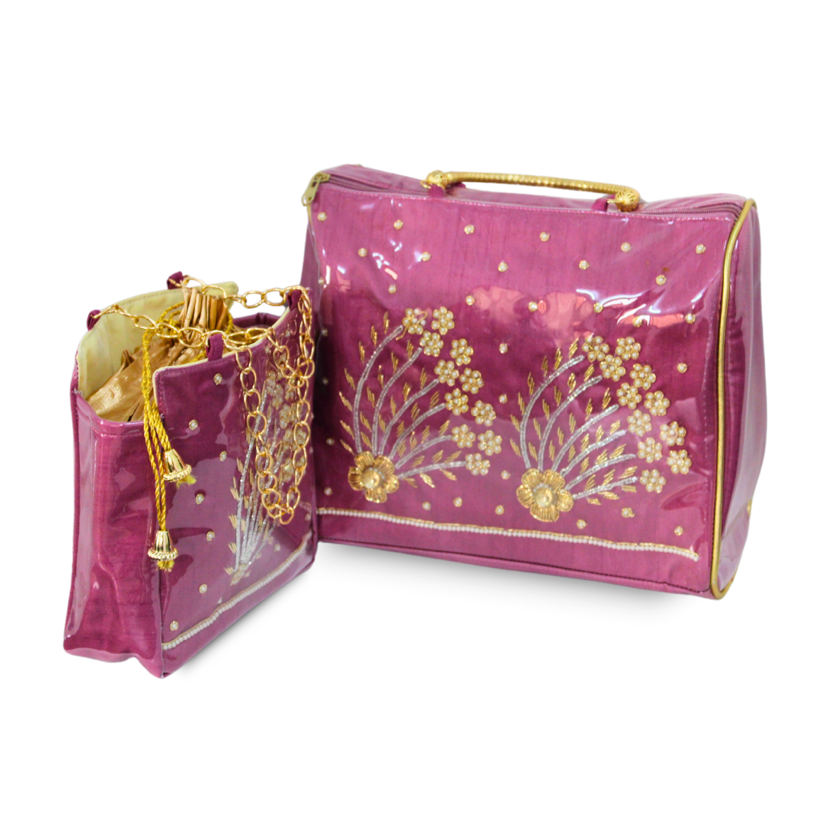 Deep Magenta Zardosi Handwork Samayik Bag Batwa Set - Buy Jain Zardosi ...