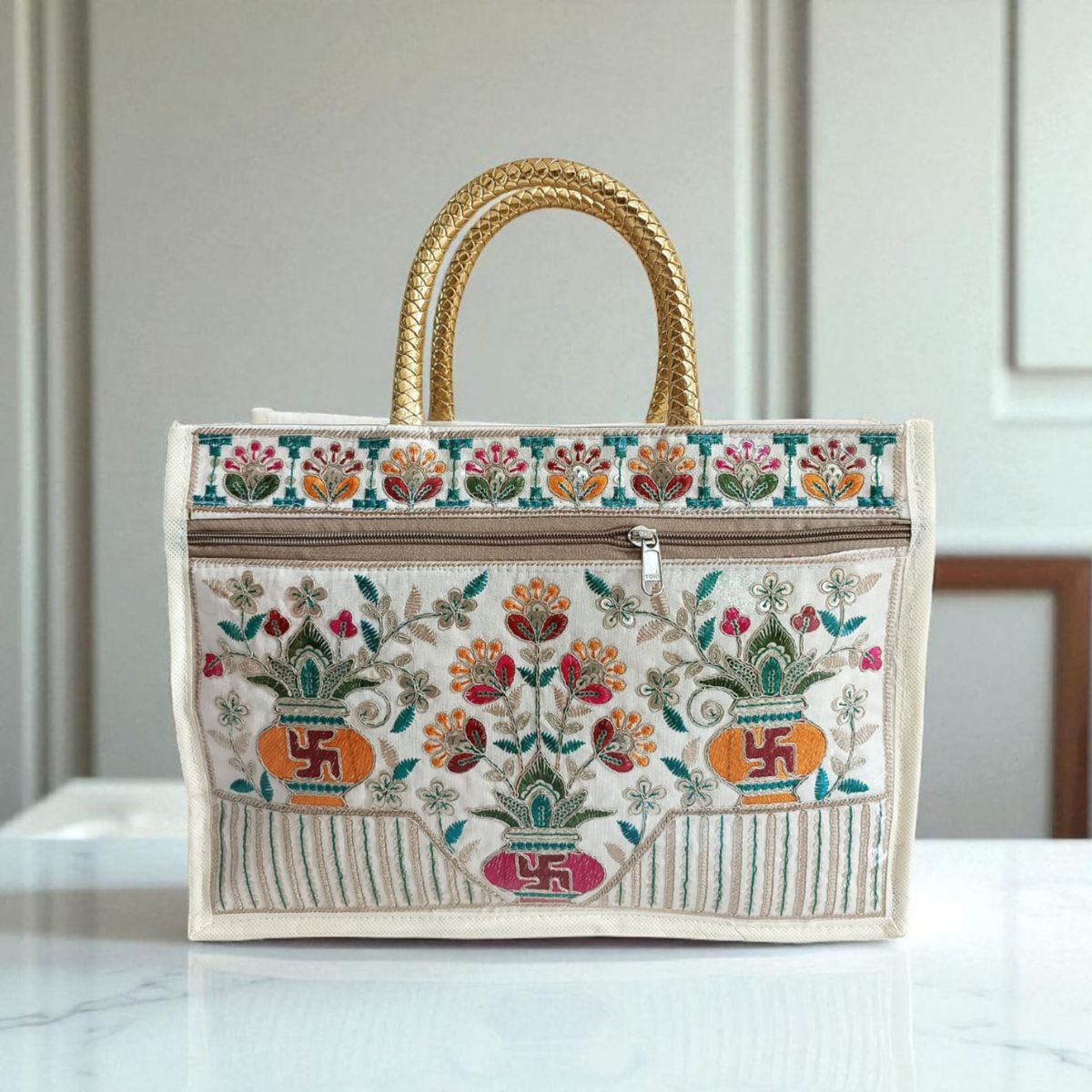 Kalash Design Rectangle Mandir Bag - Buy Jain Kalash Design Rectangle ...