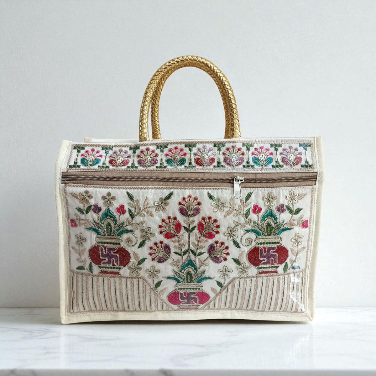 Kalash Design Rectangle Mandir Bag - Buy Jain Kalash Design Rectangle ...