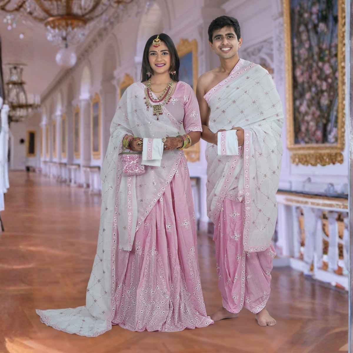 Baby Pink Couple Pooja Jod - Buy Jain Baby Pink Couple Pooja Jod Online ...
